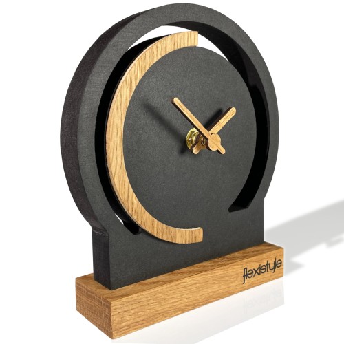 Wooden table clock Black Oak Oval flexistyle