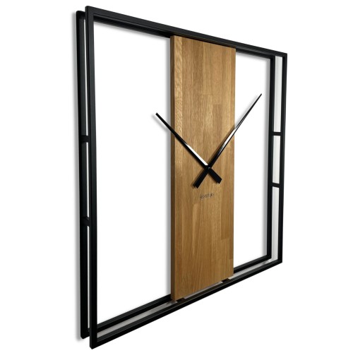 Zegar kwadratowy dębowy LOFT SQUARE metal 80cm flexistyle
